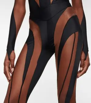 MUGLER Paneled Mesh And Jersey Leggings