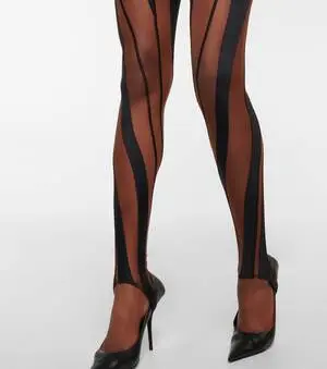 MUGLER Paneled Mesh And Jersey Leggings