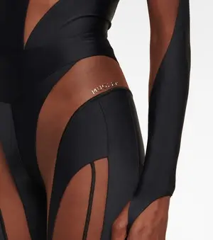 MUGLER Paneled Mesh And Jersey Leggings