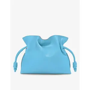 Loewe Flamenco Mini Leather Clutch Bag Cyan