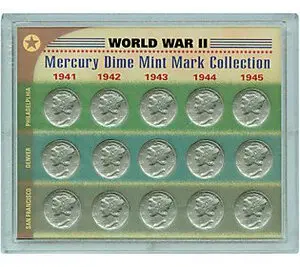 AMERICAN COIN TREASURES World War Ii Silver Mercury Dime Mint Mark Collection - One-color