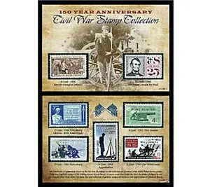AMERICAN COIN TREASURES 150th Anniversary Civil War Commemorative Stamp Collection - One-color