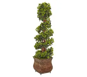 NEARLY NATURAL 4' English Ivy Spiral Tree In Planter By - One-color