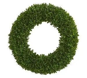 NEARLY NATURAL 19.5' Tea Leaf Wreath By - One-color