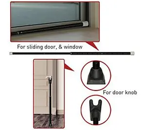 SECURITYMAN 51' Adjustable 2 Door Knob & Sliding Door Black Security Bar