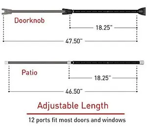 SECURITYMAN 51' Adjustable 2 Door Knob & Sliding Door Black Security Bar
