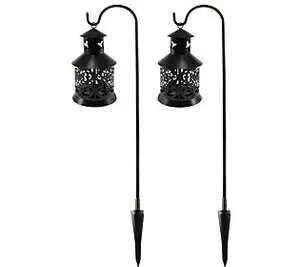 LUMABASE Shepherd's Hooks With Lanterns, Set Of 2 - One-color