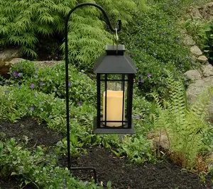 LUMABASE Solar Powered Lantern With Led Candle Black Window
