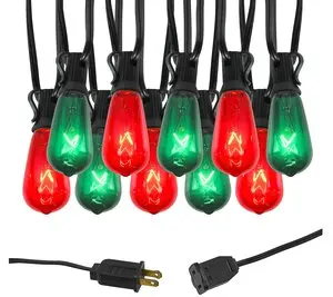 LUMABASE Electric String Lights With Red & Gree N Edison Bulbs - One-color