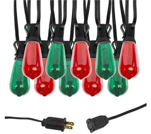 LUMABASE Electric String Lights With Red & Gree N Edison Bulbs