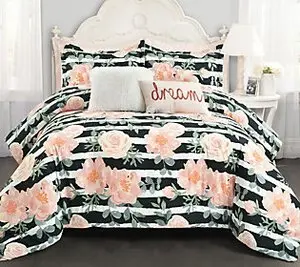 LUSH DECOR Amara Watercolor Rose King Comforter Set Lus H Decor - One-color