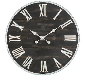 GLITZHOME Industrial Farmhouse With Rivot Accen Ts Wall Clock - One-color