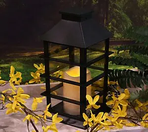 LUMABASE Solar Powered Horizontal Lantern With Led Candle