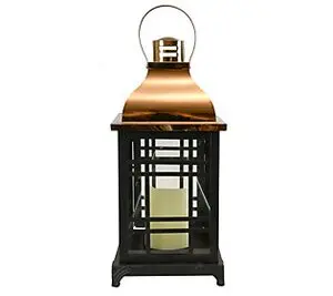 LUMABASE Metal Lantern With Moving Flame Led Ca Ndle