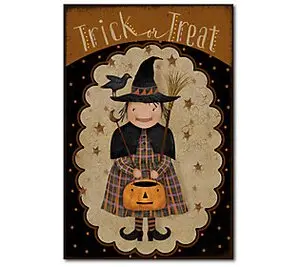 COURTSIDE MARKET Trick Or Treat Flag 12x18 Canv As Wall Art - One-color
