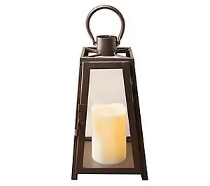LUMABASE Warm Black Tapered Metal Lantern With Ed Candle - One-color
