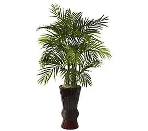 NEARLY NATURAL 4' Areca With Bamboo Planter By - One-color