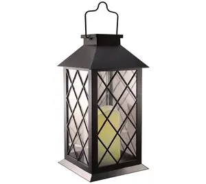 LUMABASE Solar Powered Lantern With Led Candle Tudor Design - One-color