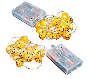 LUMABASE Set Of 2 Jack-o'-lantern Mini Led Stri Ng Lights - One-color