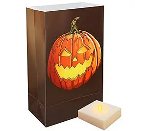 LUMABASE Set Of 6 Jack O' Lantern Led Luminaria S With Timer - One-color