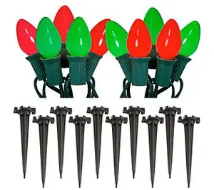 LUMABASE Set Of 10 Red And Green Electric Pathw Ay Lights - One-color