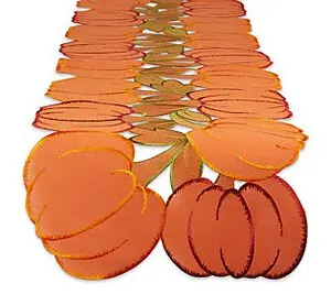 DESIGN IMPORTS 14' X 108' Embroidered Pumpkins Ble Runner - One-color