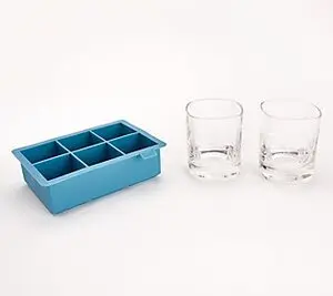 HOST S/2 Double Old Fashioned Glasses With Ice Mold - One-color