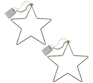 LUMABASE Set Of 2 Metal Stars Wrapped With Led String Lights - One-color