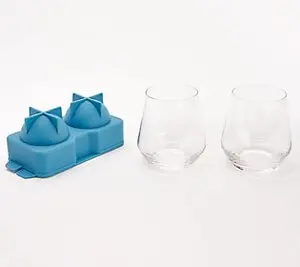 HOST Set Of 2 Stemless Glasses With Silicone Ice Mold - One-color