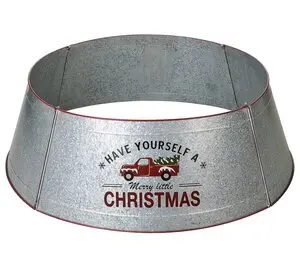 GLITZHOME 40.5'd Christmas Galvanized Metal Tru K Tree Collar - One-color
