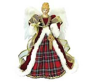 SANTA'S WORKSHOP 16' Red Plaid Angel, Tree Topper Santa's Wor Kshop - One-color