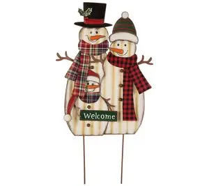 GLITZHOME Snowman Family Yard Stake/standing/ha Nging Decor - One-color