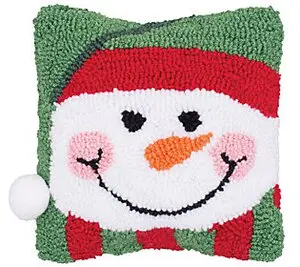 C&F HOME Happy Snowman Hooked Pillow By - One-color