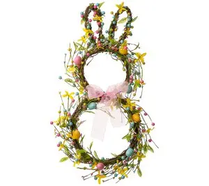 GLITZHOME Easter Bunny Shaped Wreath
