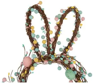GLITZHOME Easter Bunny Shaped Wreath