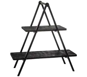 GODINGER 2 Tier Black Wood Server - One-color