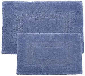 LAVISH HOME Cotton Reversible 2-piece Bath Mat Set - One-color