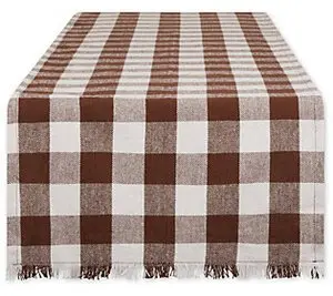 DESIGN IMPORTS 14'x108' Heavyweight Check Fring E Table Runner - One-color