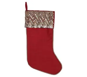VICKERMAN 19' Chevron Sequin Stocking - One-color