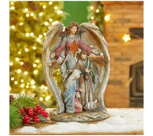 GLITZHOME Resin Nativity Holiday Table Top Ange