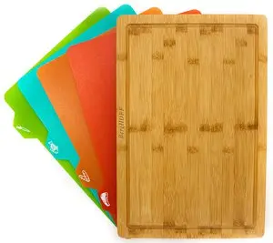 BERGHOFF Bamboo 5pc Cutting Board W/ 4 Muti-col Ored Inserts - One-color