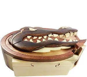 CARVER DAN'S Alligator Puzzle Box With Magnet C Losures