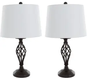 LAVISH HOME Table Lamps Set Of 2, Spiral Cage D Esign - One-color