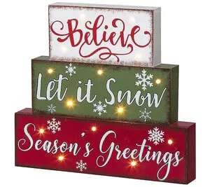 GLITZHOME Led Lighted Christmas Greetings Faux Ck Sign - One-color