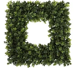 PURE GARDEN 16.5' Square Boxwood Wreath - One-color