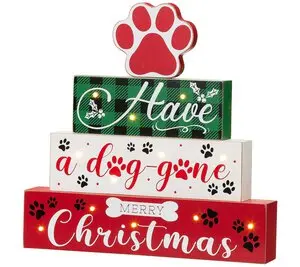 GLITZHOME Dog Lovers Delight 12' Led Lighted Ch Ristmas Blocks - One-color