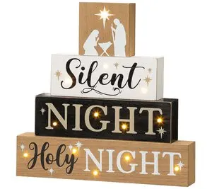 GLITZHOME Silent Night 12' Led Lighted Christma S Blocks - One-color