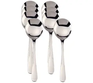 RSVP Set Of 8 Stainless Steel Soup Spoons - Silver
