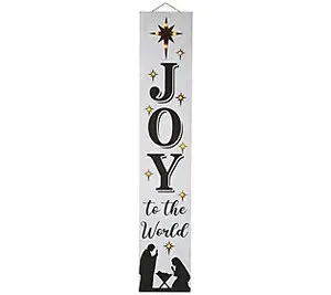 GLITZHOME 42' Joy And Nativity Lighted Christma Porch Sign - One-color