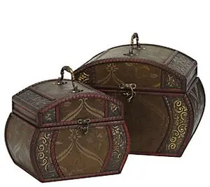 NEARLY NATURAL Decorative Chests Set Of 2 By - One-color
